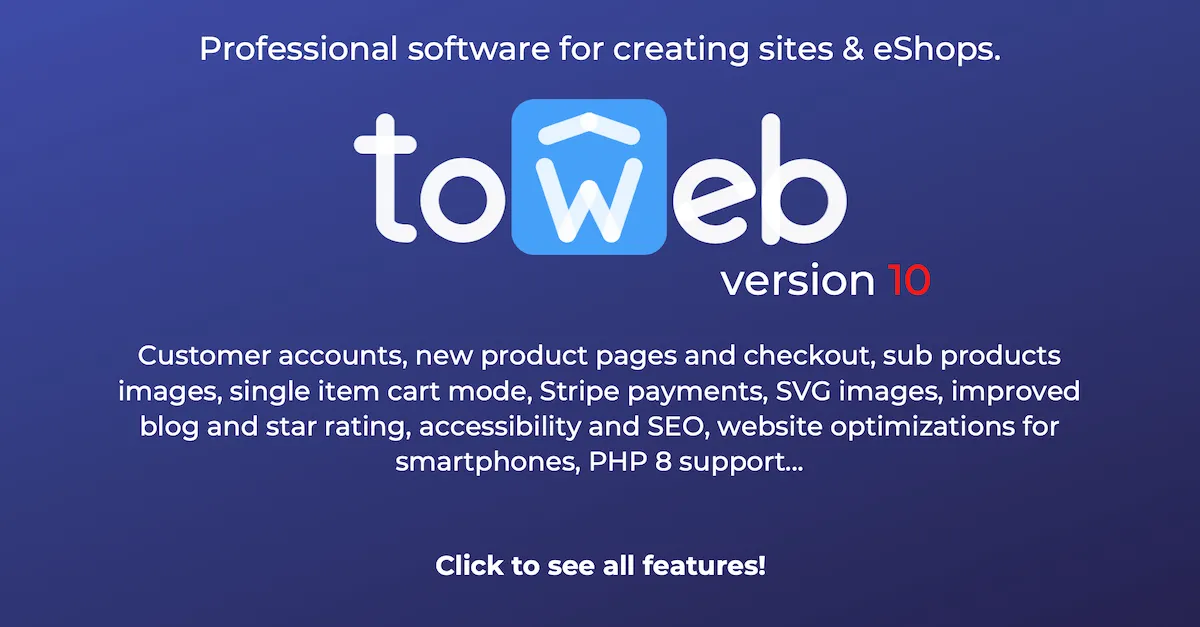 TOWeb version 10 new features